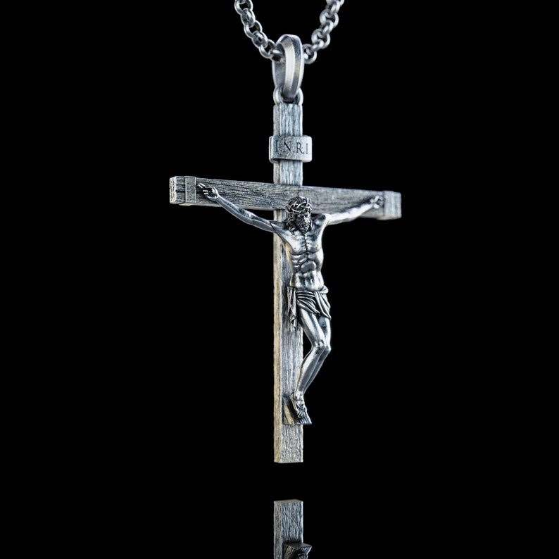 Personalized Silver Jesus Cross Necklace Handmade Crucifixion - Etsy