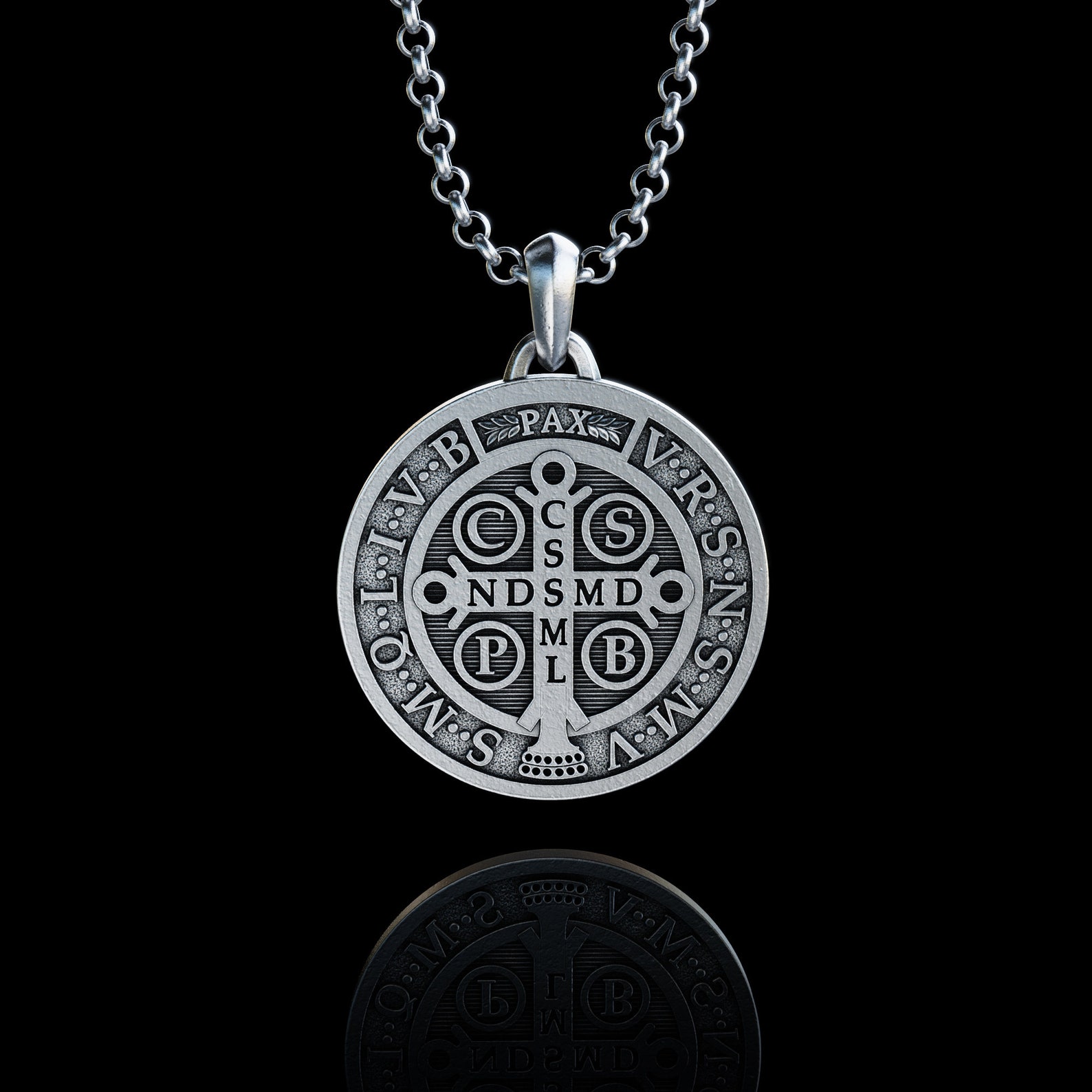 Sterling Silver Saint Benedict Necklace Personalized - Etsy