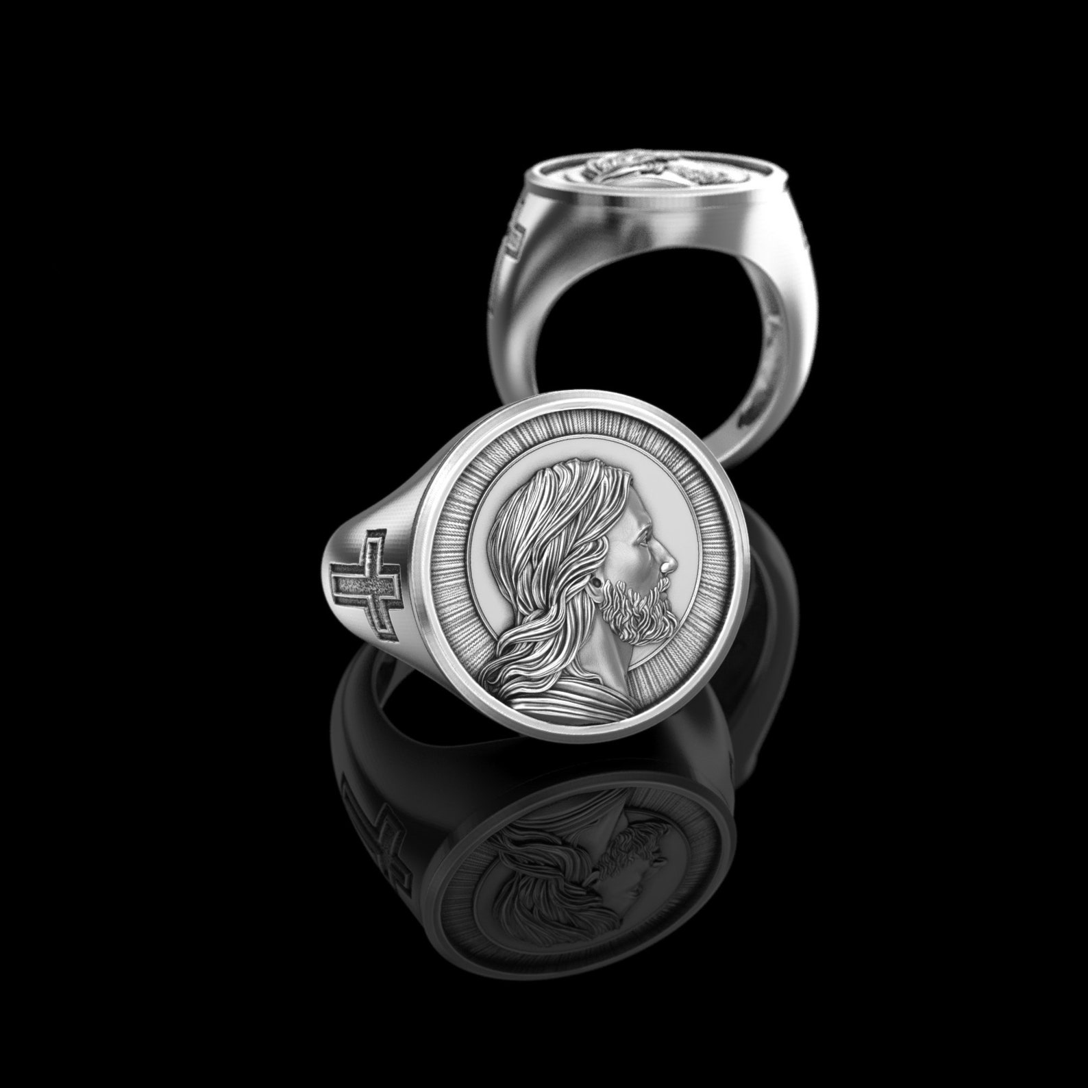 Silver Jesus Christ Ring Jesus Signet Ring Religious Silver | Etsy