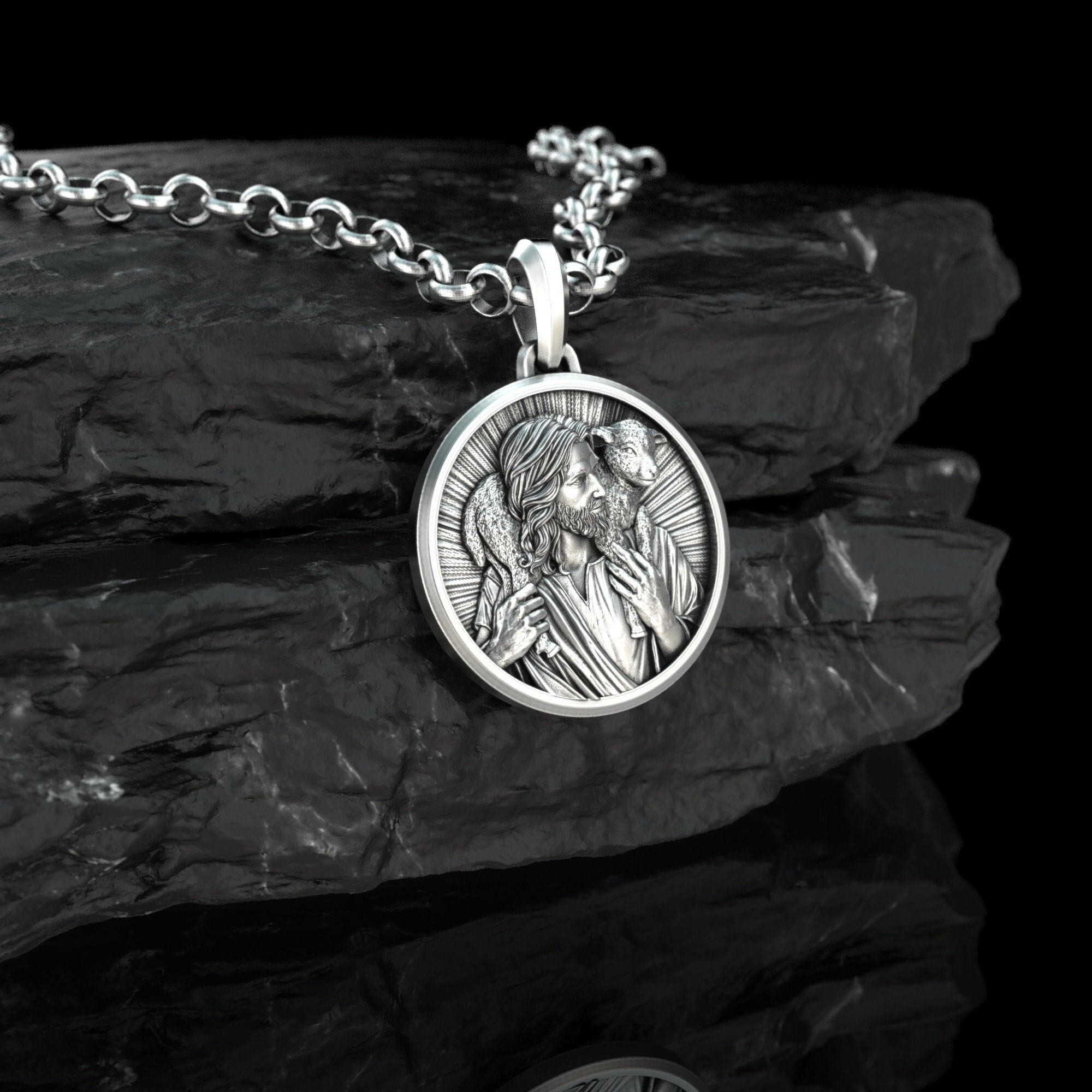 Silver Jesus Christ Necklace Jesus Signet Ring Religious - Etsy