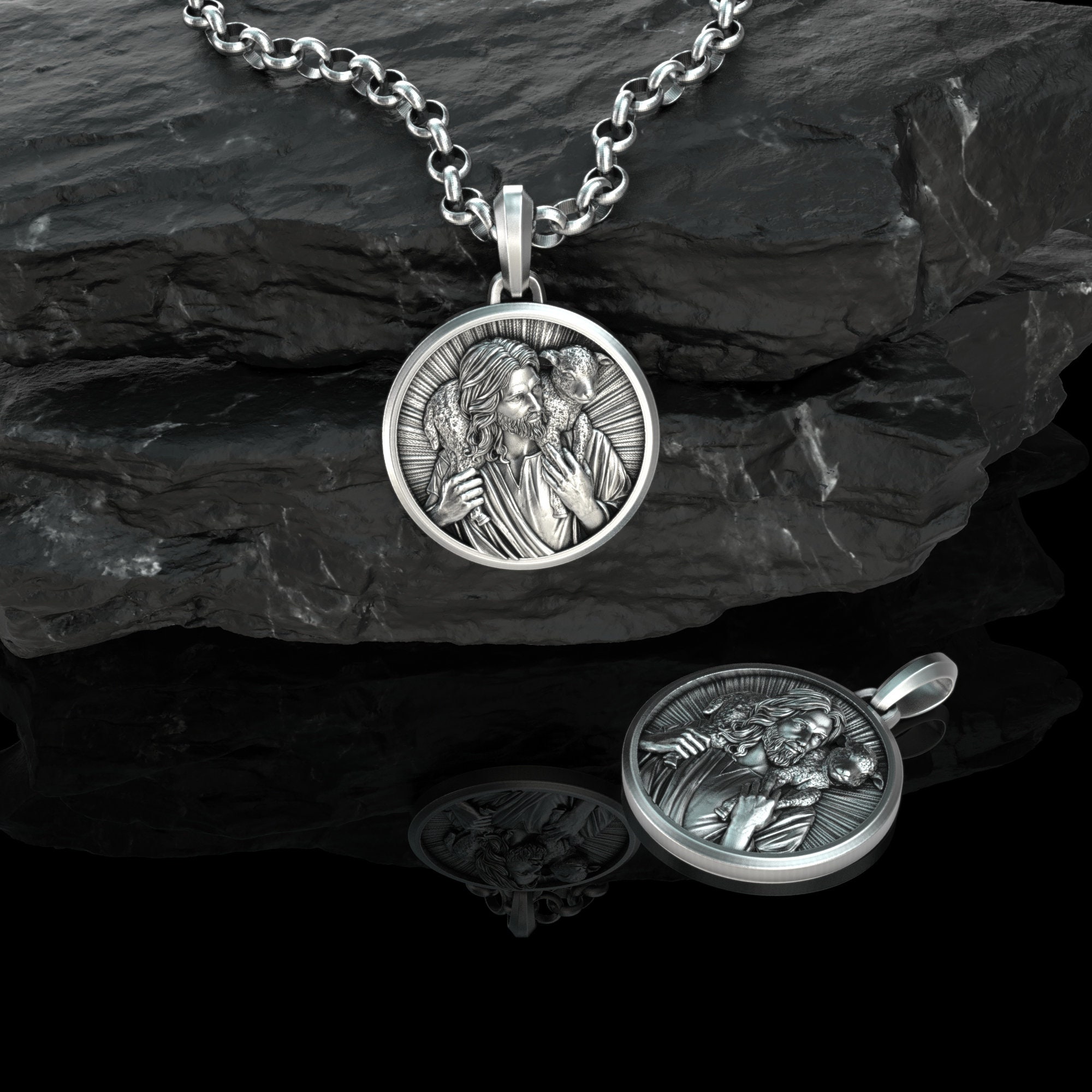 Silver Jesus Christ Necklace Jesus Signet Ring Religious - Etsy