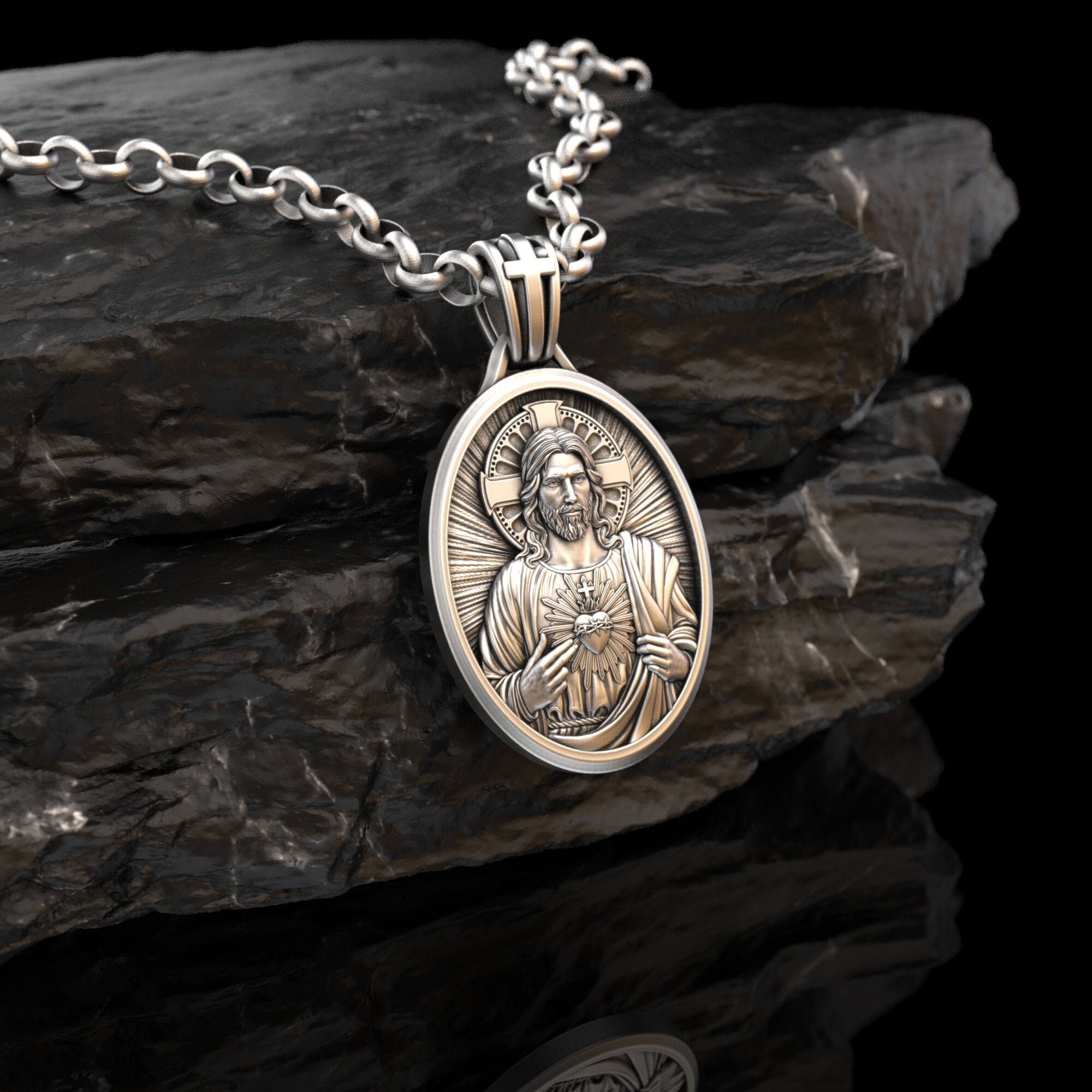Silver Jesus Christ Necklace Jesus Signet Ring Religious | Etsy