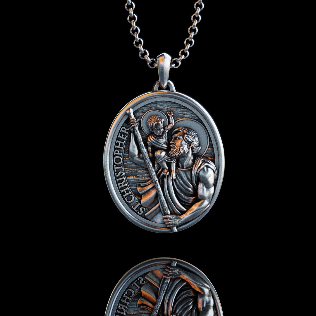 Personalized Saint Christopher Silver Necklace, Handmade St Christopher ...