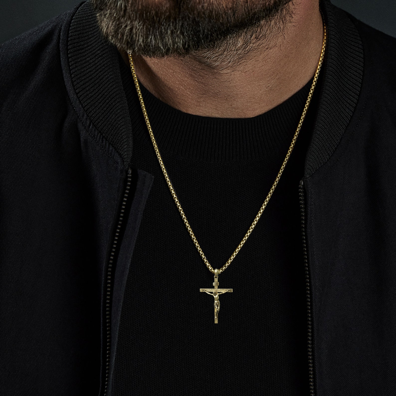 Handmade Jesus Cross Gold Necklace, Personalized Gold Crucifix Pendant ...