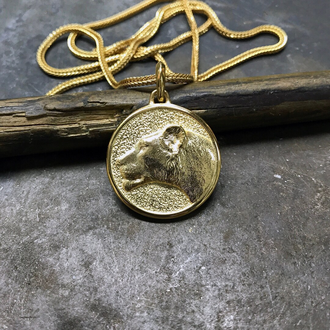 Customized 18K Gold Plated Lioness Necklace, Personalized Gold Lioness ...