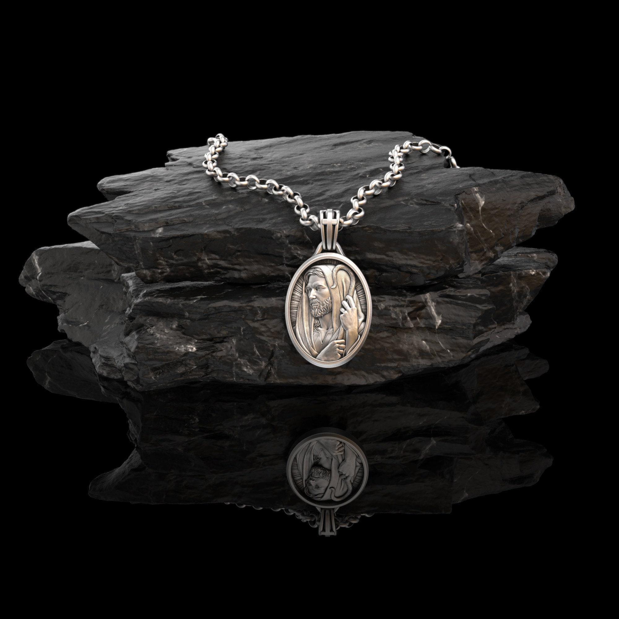 Silver Jesus Christ Necklace, Jesus Signet Ring, Religious Silver ...