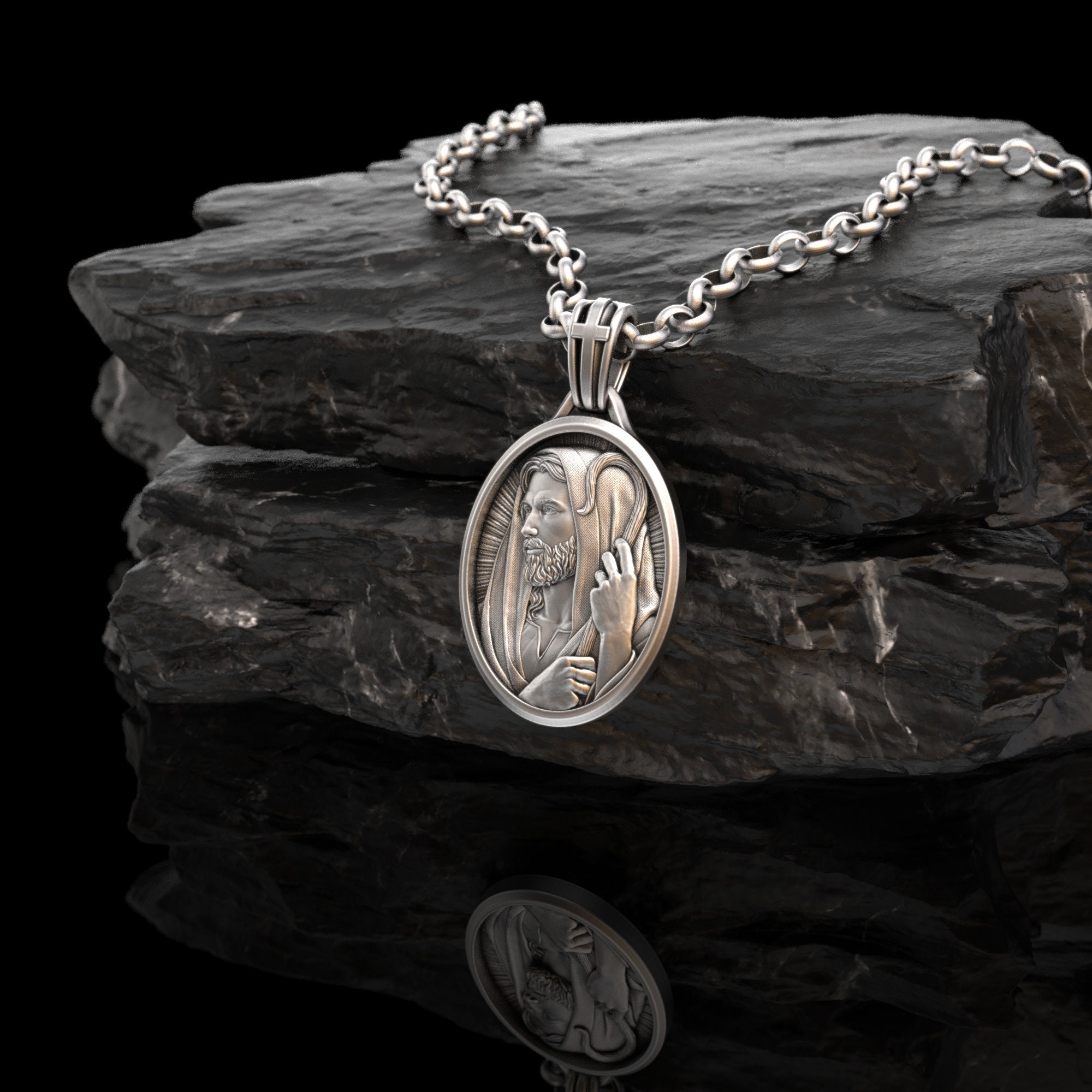 Silver Jesus Christ Necklace Jesus Signet Ring Religious | Etsy