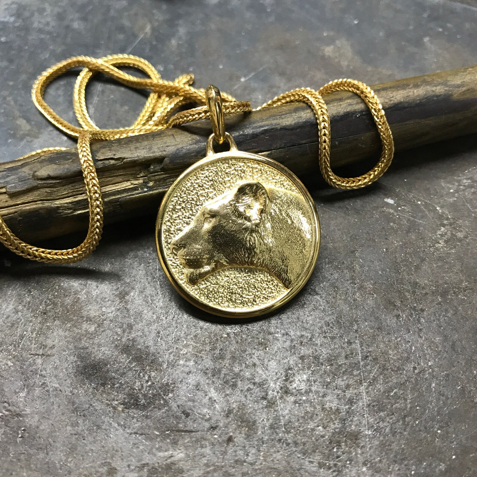 Customized 18K Gold Plated Lioness Necklace, Personalized Gold Lioness ...
