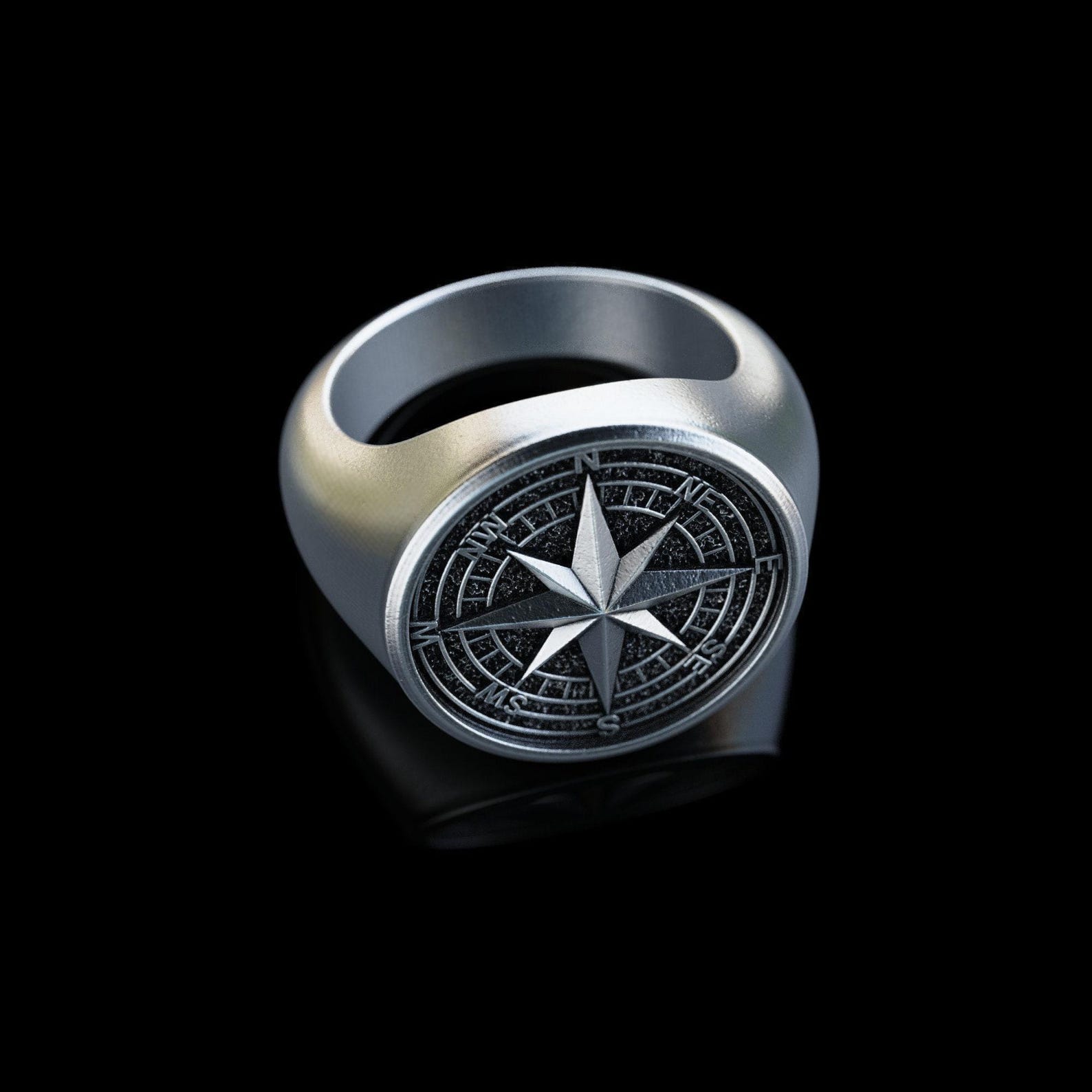 Handmade Silver Compass Ring, Personalized North Star Ring, Polaris ...