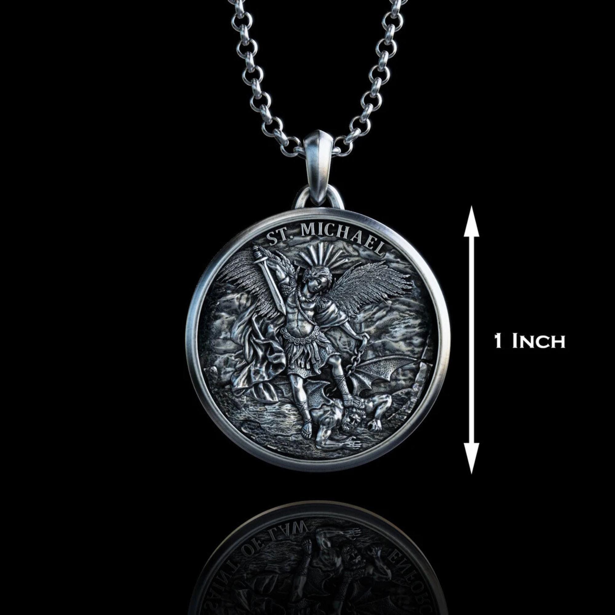 Personalized Silver Archangel Michael Necklace, Handmade St. Michael ...