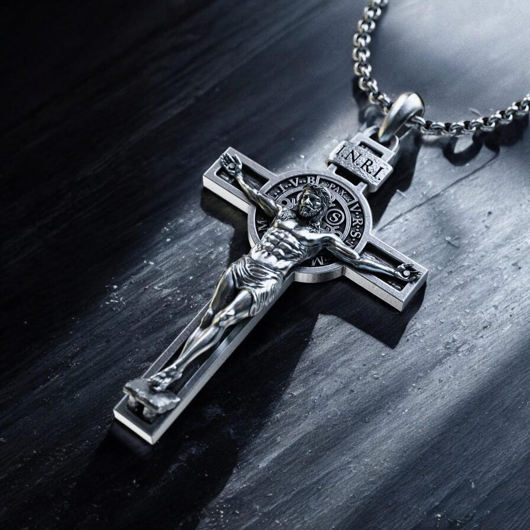 Handmade Saint Benedict Crucifix Pendant, Personalized St. Benedict ...