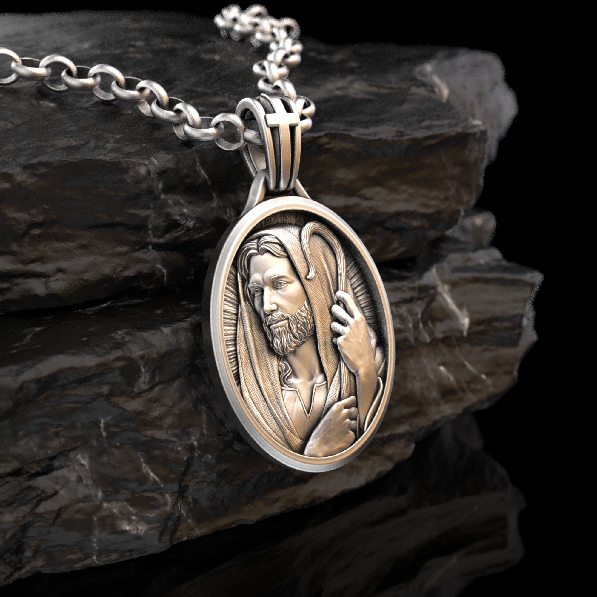 Silver Jesus Christ Necklace Jesus Signet Ring Religious | Etsy