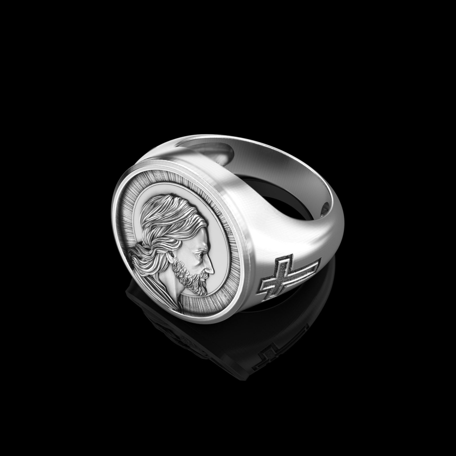 Silver Jesus Christ Ring Jesus Signet Ring Religious Silver - Etsy