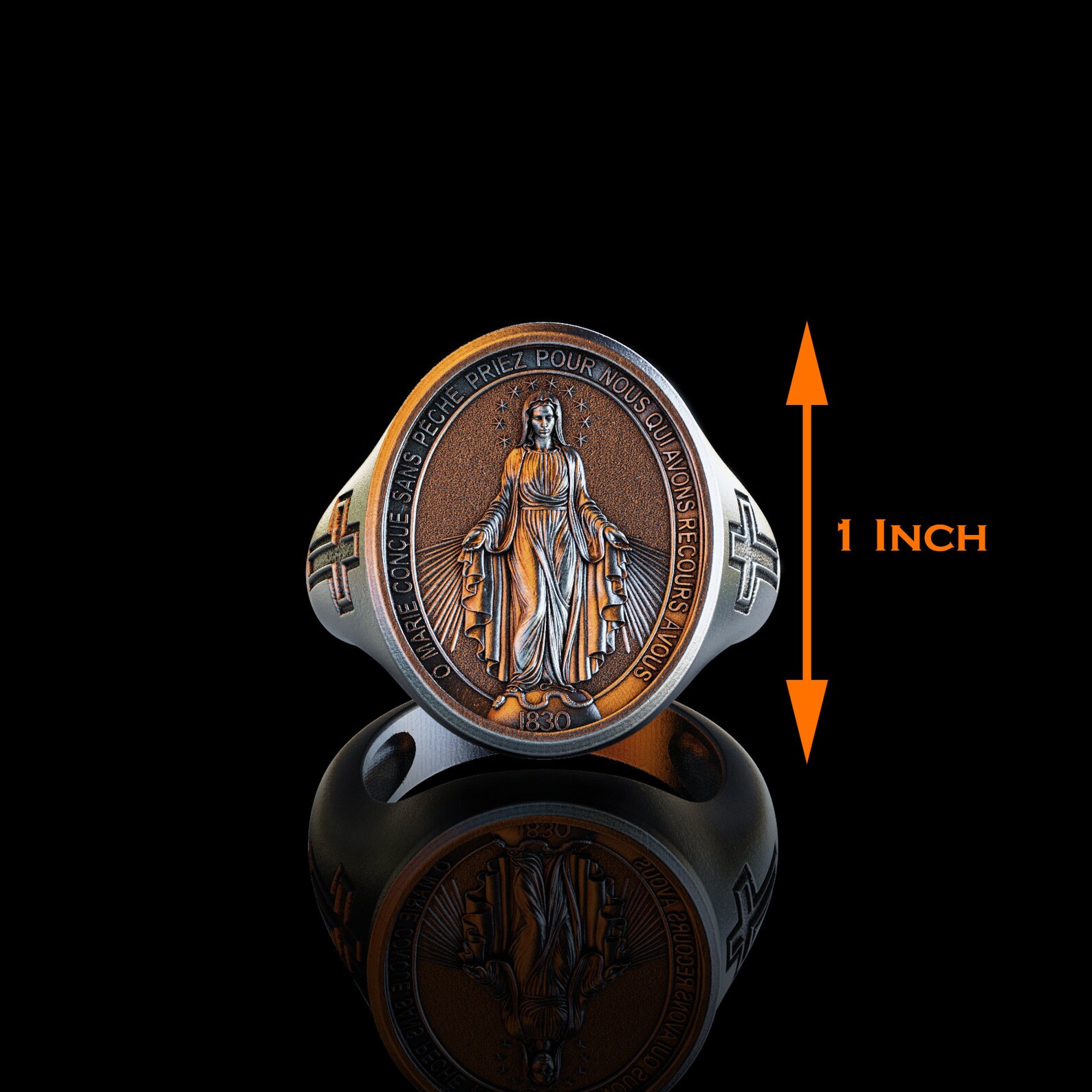 Personalized Silver Miraculous Medal Ring, Sterling Silver Holy Mother ...
