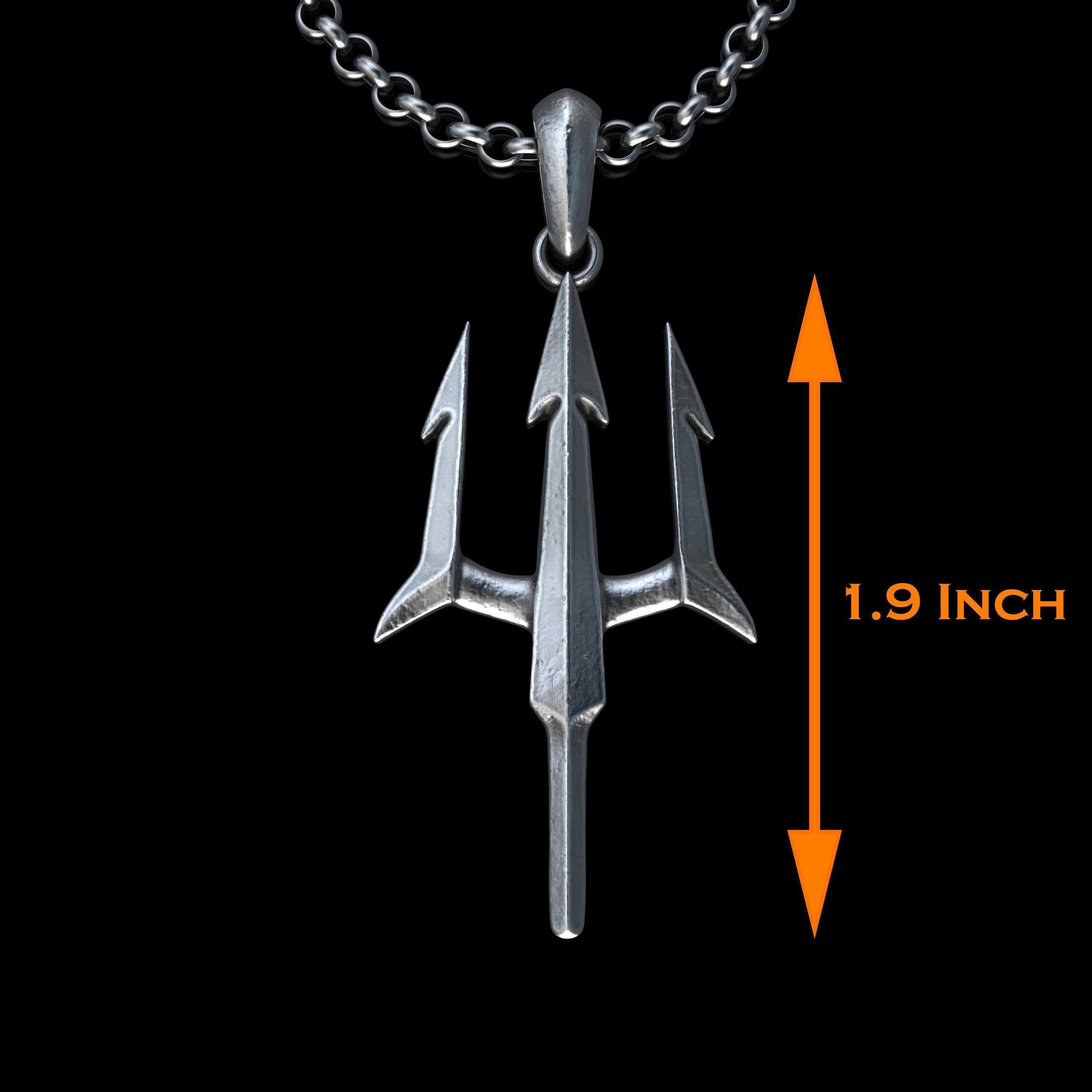 Trident of Poseidon Silver Necklace, Personalized Silver Poseidon’s ...