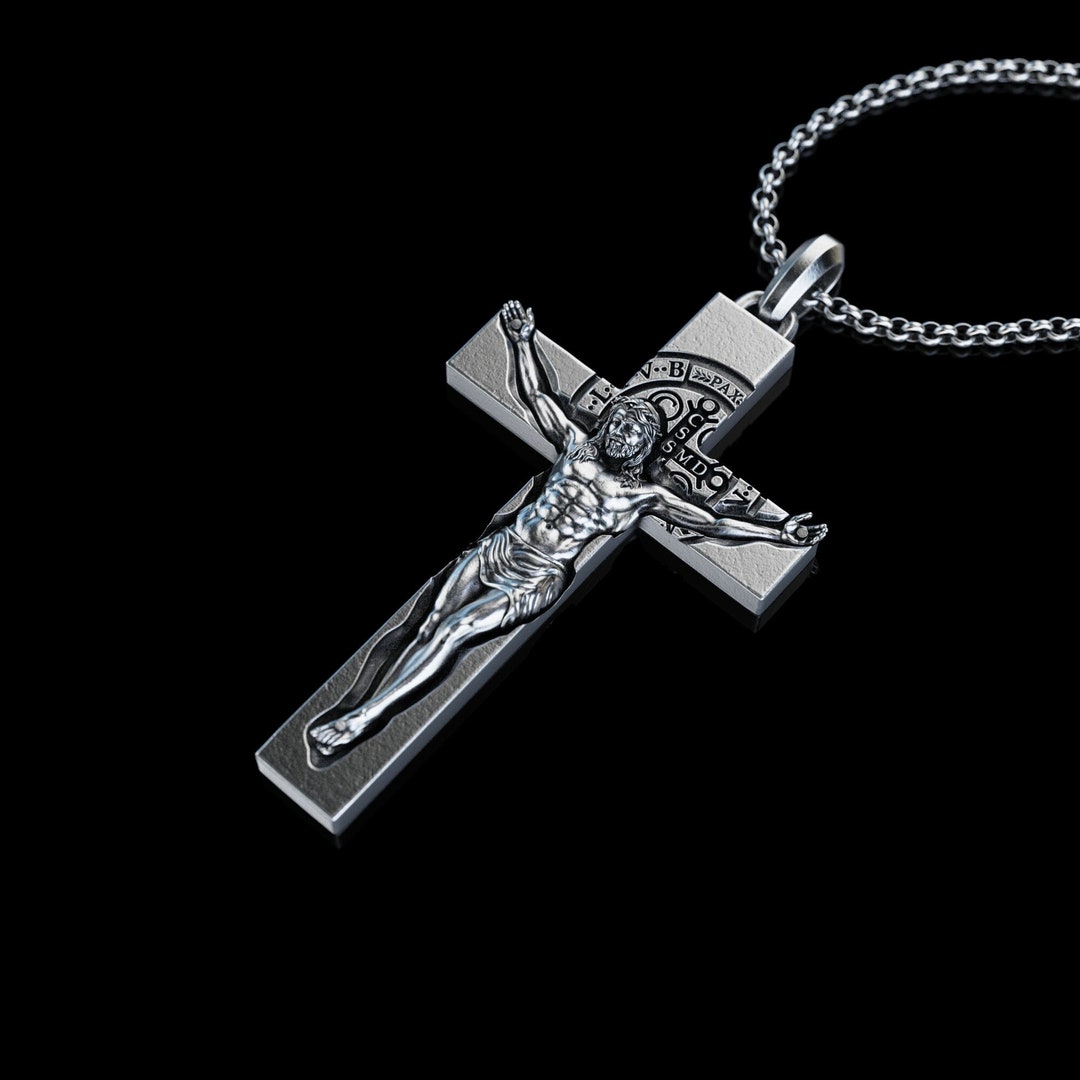 Handmade Saint Benedict Cross, Personalized Jesus Crucifix Pendant ...