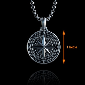 Handmade Silver Compass Necklace, Personalized North Star Pendant ...