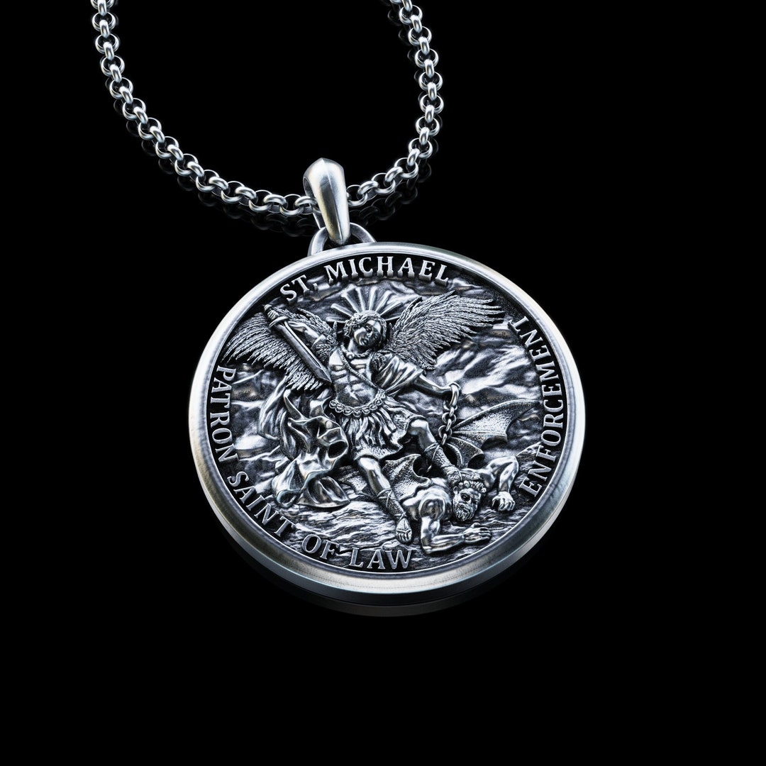 Handmade Archangel Saint Michael Necklace, Personalized Silver ...