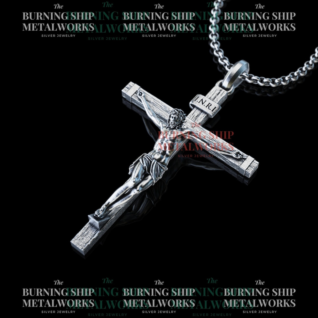 Personalized Silver Jesus Cross Necklace, Handmade Crucifixion of Jesus ...