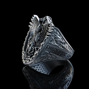 Handmade Archangel Michael Silver Ring, Personalized St. Michael Ring ...