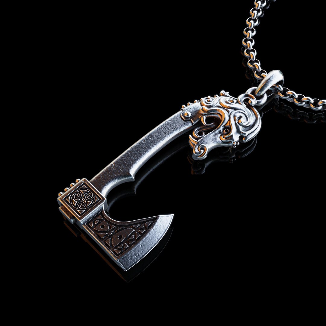 Handcrafted Scandinavian War Axe Silver Neckalce, Ancient Viking Battle ...