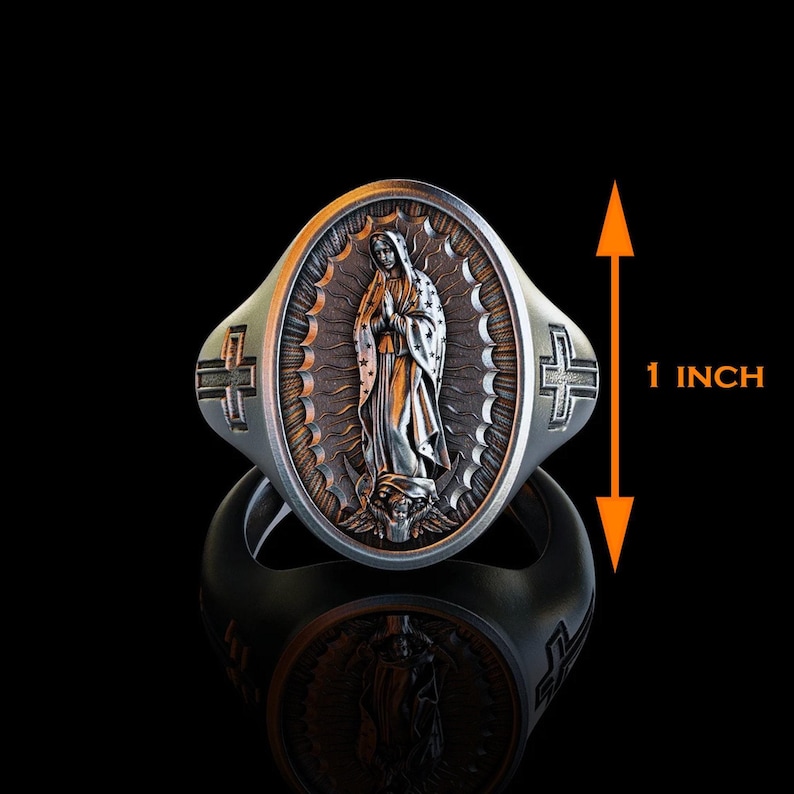 Customized Our Lady of Guadalupe Silver Ring, Personalized Silver Holy ...