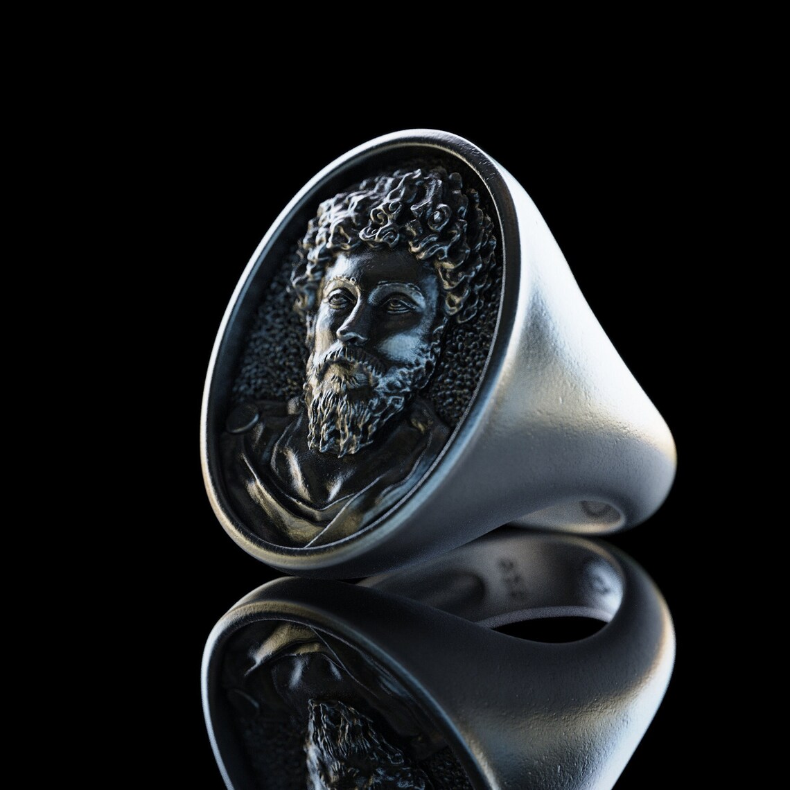 Personalized Marcus Aurelius Bust Silver Ring Roman Emperor - Etsy