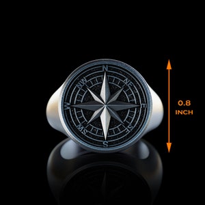 Handmade Silver Compass Ring, Personalized North Star Ring, Polaris Star Ring, Gift for Sailors ...