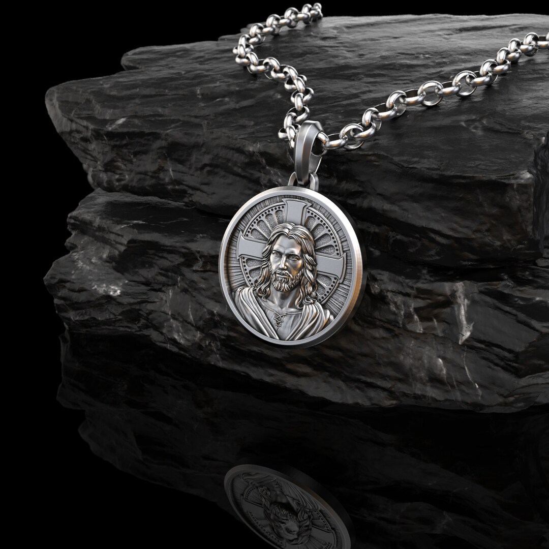 Silver Jesus Christ Necklace, Jesus Signet Ring, Religious Silver ...