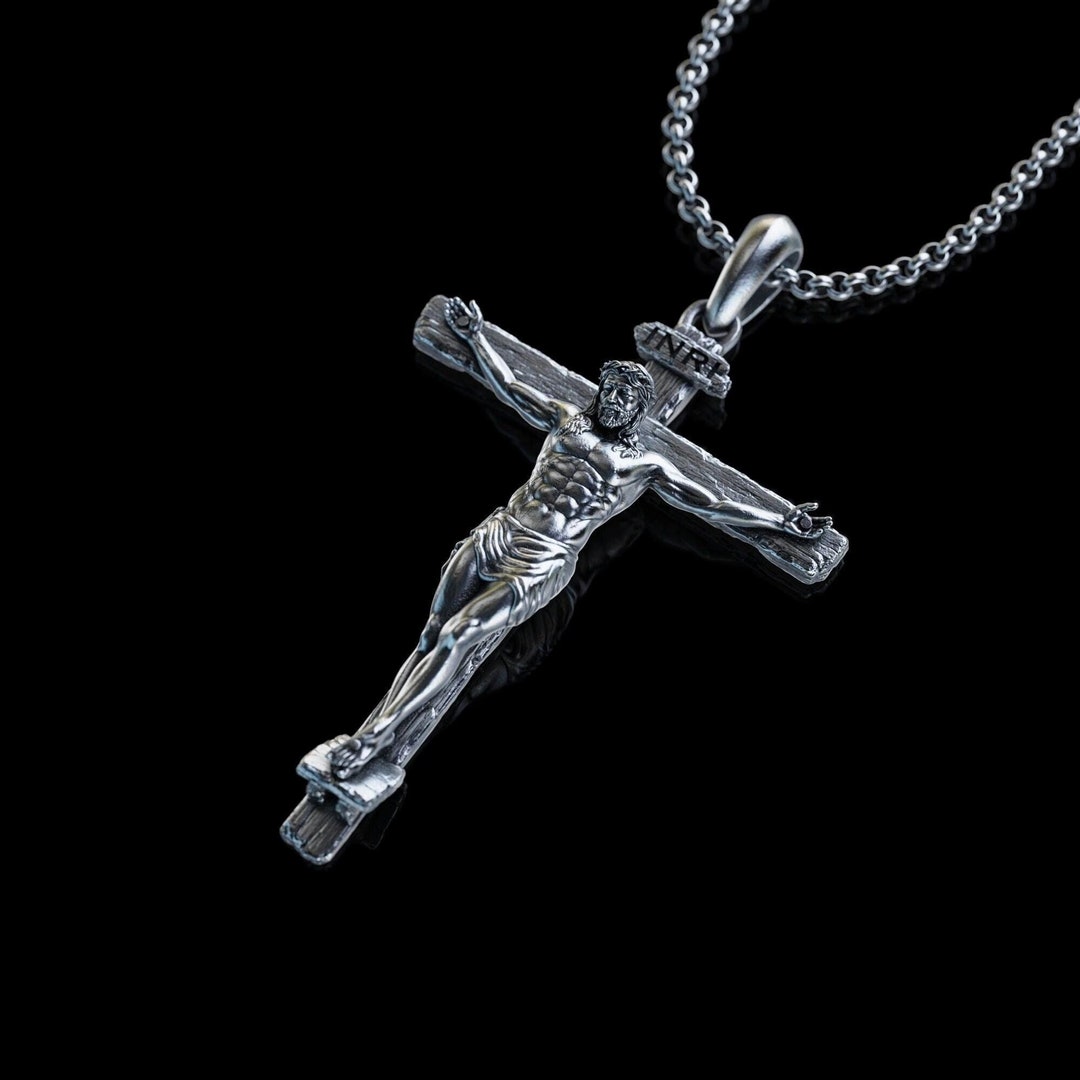 Personalized Crucifix Silver Necklace, Valentine's Day Gift, Handmade ...