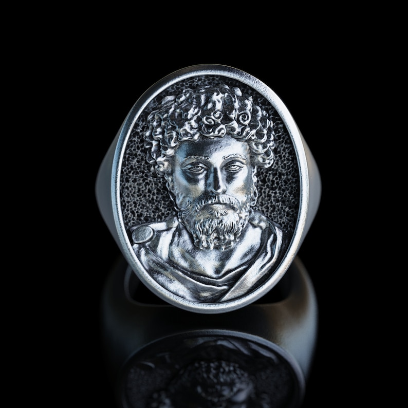 Personalized Marcus Aurelius Bust Silver Ring Roman Emperor - Etsy