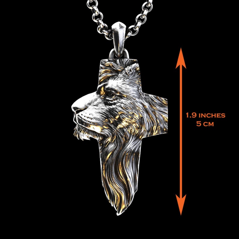 Lion Cross Pendant African Lion Cross Necklace Engraved Lion - Etsy