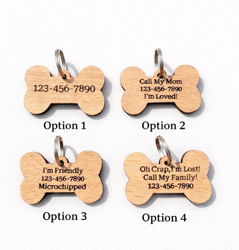 Personalized Wooden Dog Tag – Custom Engraved Pet ID Tag - Etsy