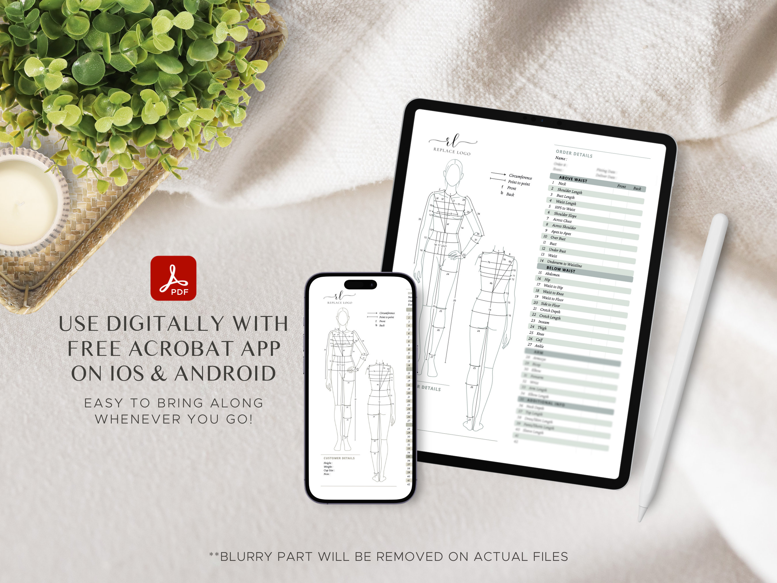 Printable Body Size Chart With Logo | Fillable Women Measurement ...