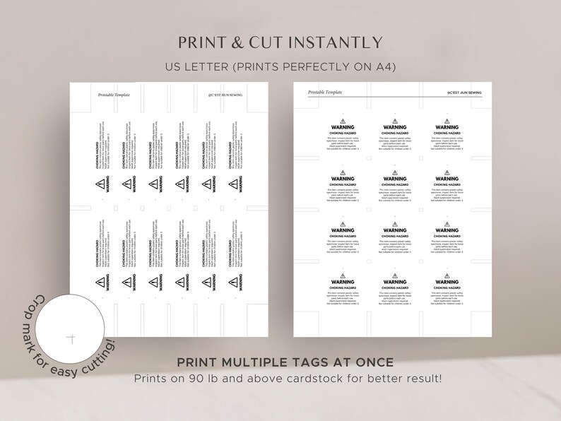 Printable Choking Hazard Label: Safety Eyes and Small Parts Warning Tag ...