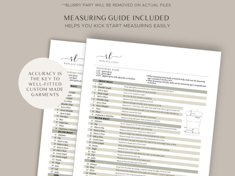 The Perfect Fit Custom Order Form Set | Fillable Women and Men ...