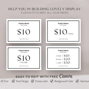 Editable Shelf Price Card Template: Minimalist Craft Fair Display ...