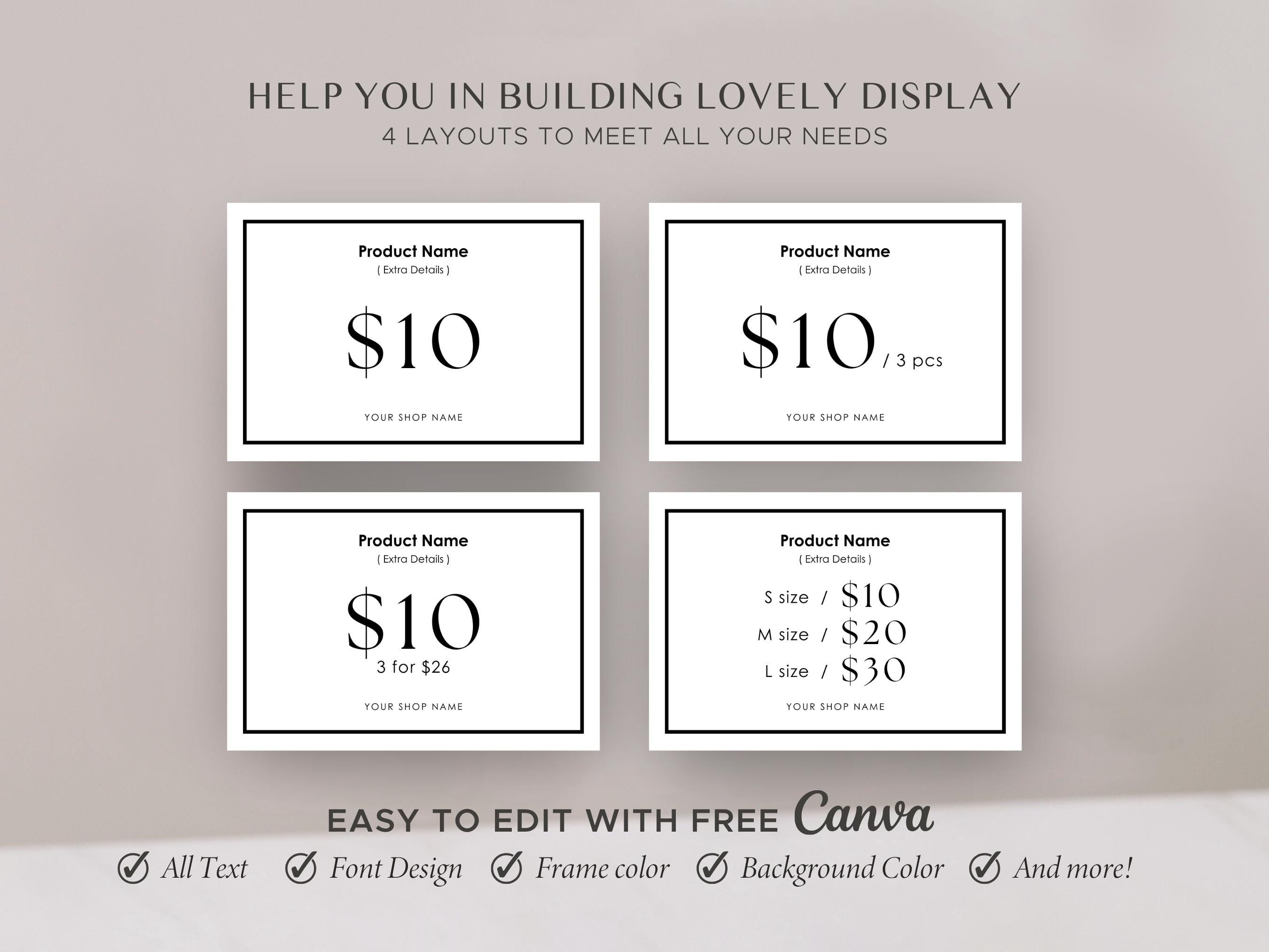 Editable Shelf Price Card Template: Simple Craft Fair Display (canva ...
