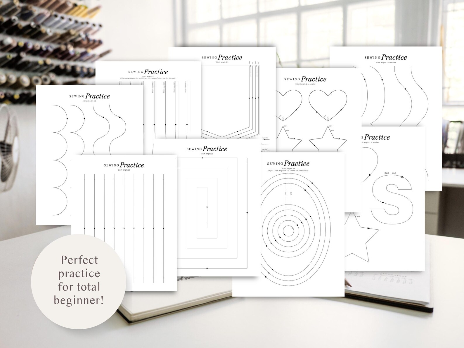 Beginner Sewing Practice Sheet: Printable Stitching Worksheet PDF to ...