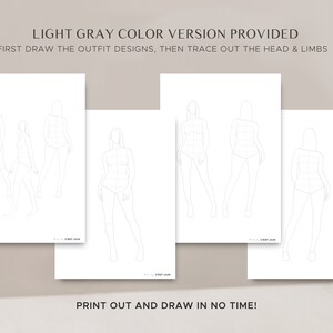 Realistic Female Figure Printable Template | Medium Women Croquis for ...