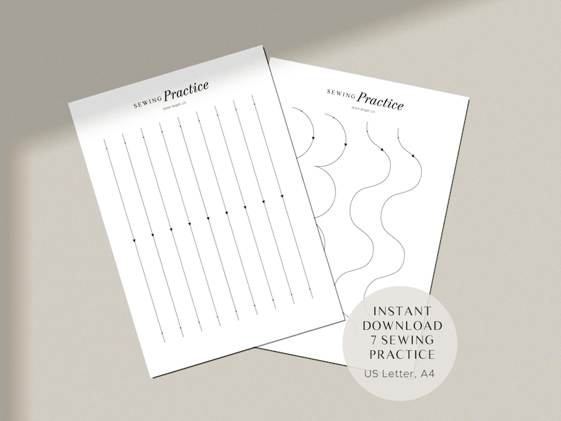 Beginner Sewing Practice Sheet: Printable Stitching Guide PDF (US ...