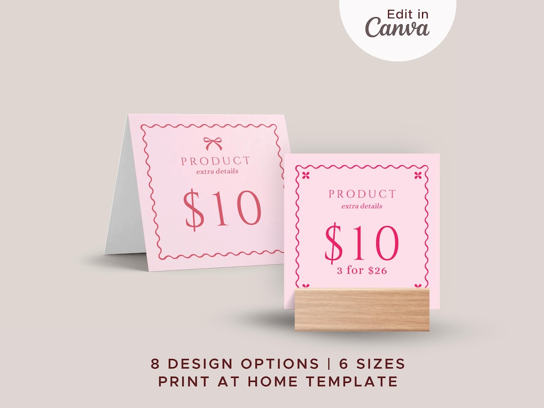 24 Editable Shelf Price Card Canva Template | Price List Template for ...