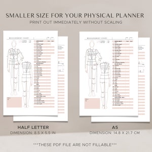 Printable Body Size Chart | Fillable Women Measurement Template | Light ...