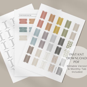 Printable Editable Tab Dividers Template Monthly Planner | Etsy
