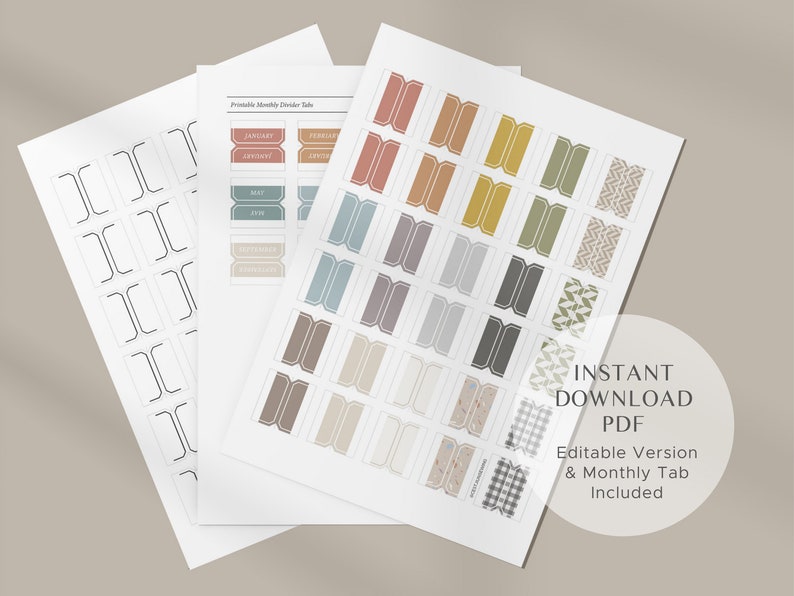 Printable Editable Tab Dividers Template Monthly Planner - Etsy