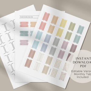 Printable Editable Tab Dividers Template Monthly Planner - Etsy