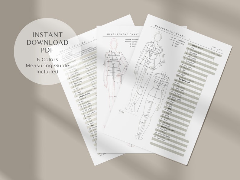 Printable Body Size Chart Fillable Women Measurement - Etsy