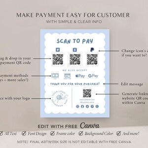 Scan to Pay QR Code Sign: Craft Show Payment Display Canva Template ...