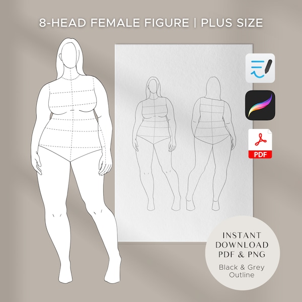 Plus Size Fashion Template Printable - Etsy
