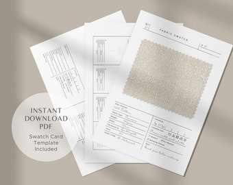 Printable Fabric Swatches Book Template With Swatch Cards | Etsy